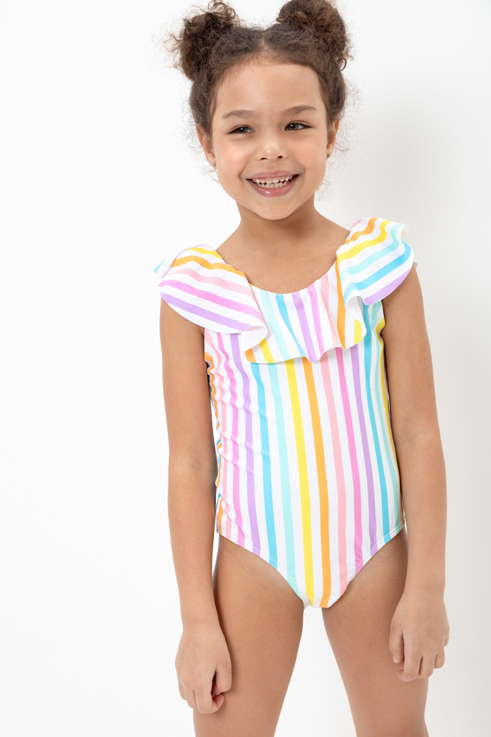 Купальник для девочки, артикул: ТК 16015/1н ХФ, цвет: белый, цветная ...